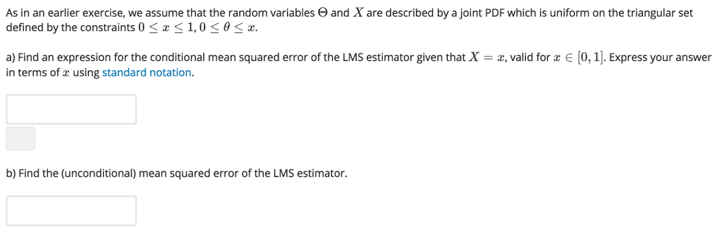 Solved As in an earlier exercise, we assume that the random | Chegg.com