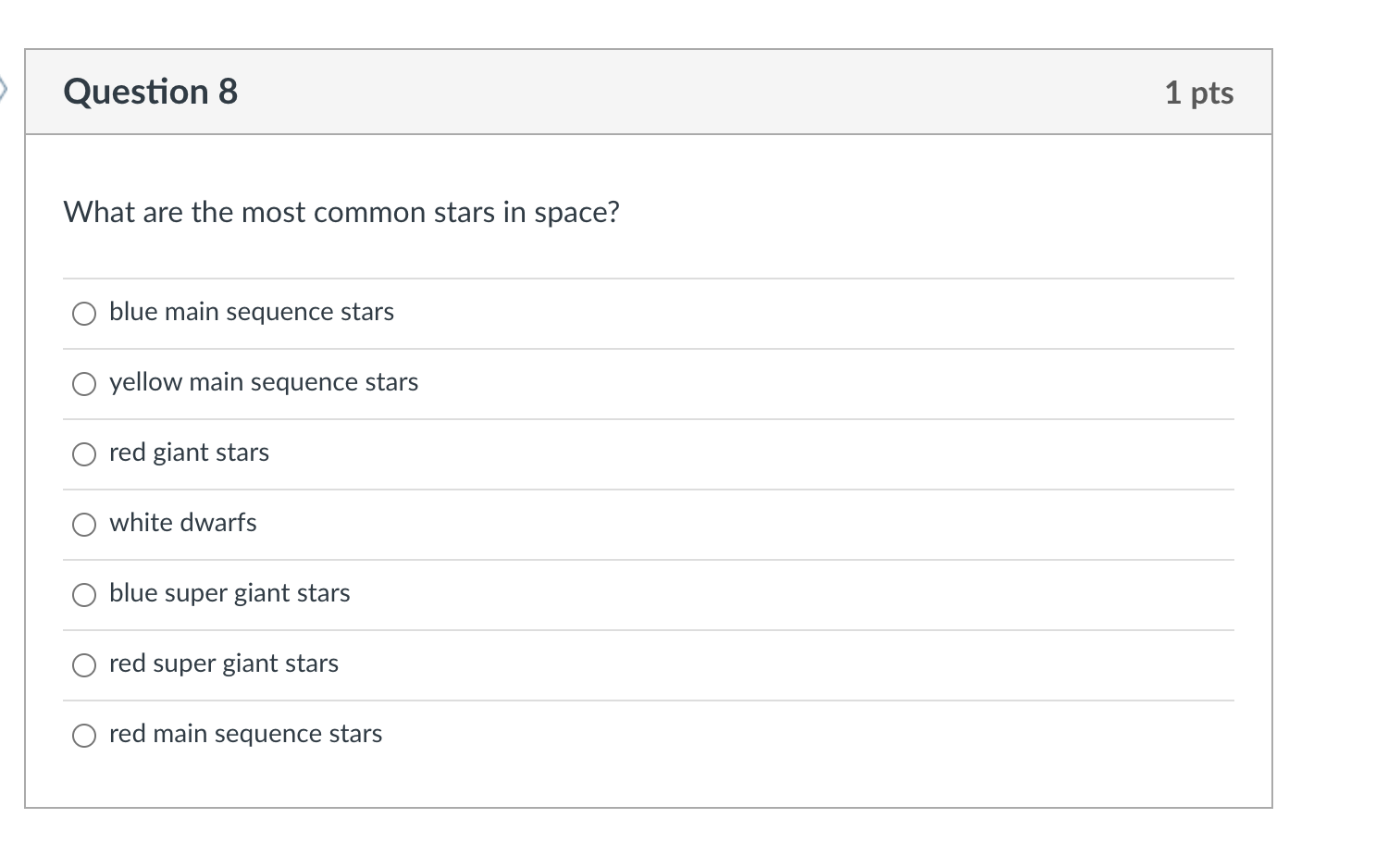 Solved Question 8 1 pts What are the most common stars in | Chegg.com