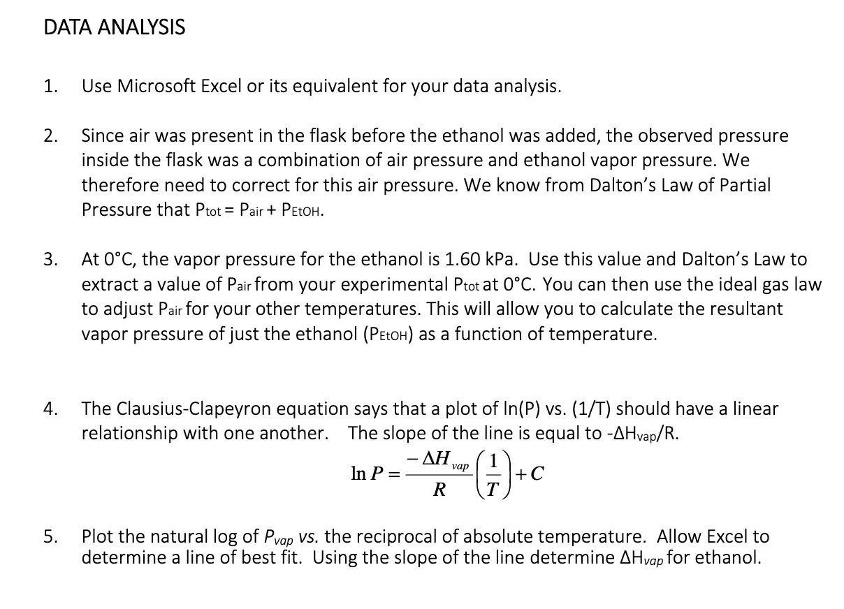 Solved Vapor Pressure and Heat of Vaporization. Please solve | Chegg.com