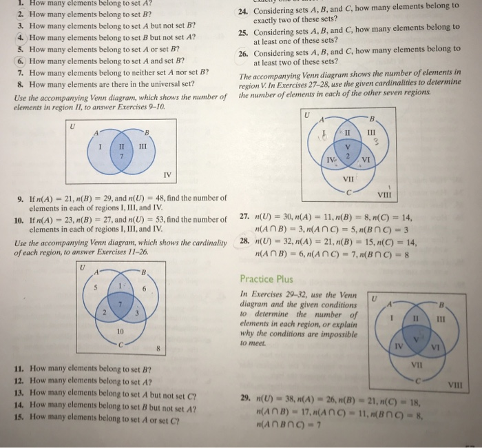 Solved 1. How many elements belong to set A? 2. How many | Chegg.com