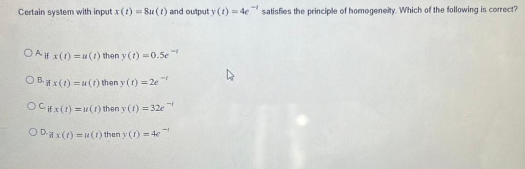 Solved Certain system with input x(t)=8u(t) and output | Chegg.com