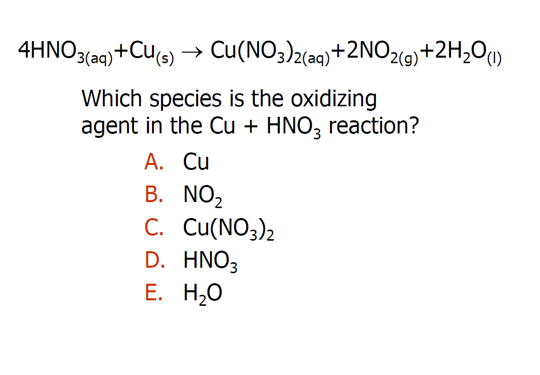Solved 4HNO3(aq) + Cu(s) → Cu(NO3)2(aq) +2NO2(g)+2H200) - ) | Chegg.com