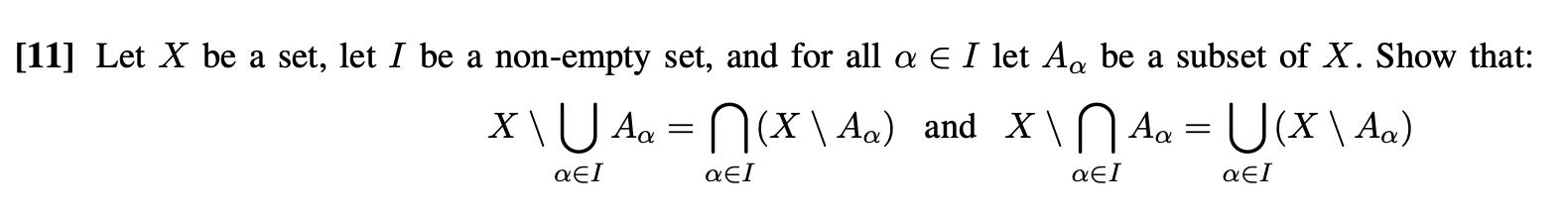 Solved [11] Let X be a set, let I be a non-empty set, and | Chegg.com