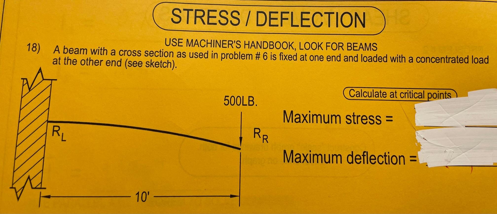 Solved STRESS / DEFLECTION ) 18) USE MACHINER'S HANDBOOK, | Chegg.com