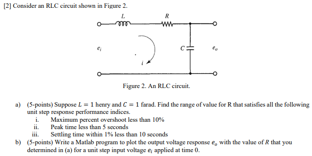 Solved [2] Consider an RLC circuit shown in Figure 2. a) | Chegg.com