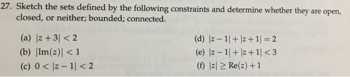 Solved 27. Sketch the sets defined by the following | Chegg.com
