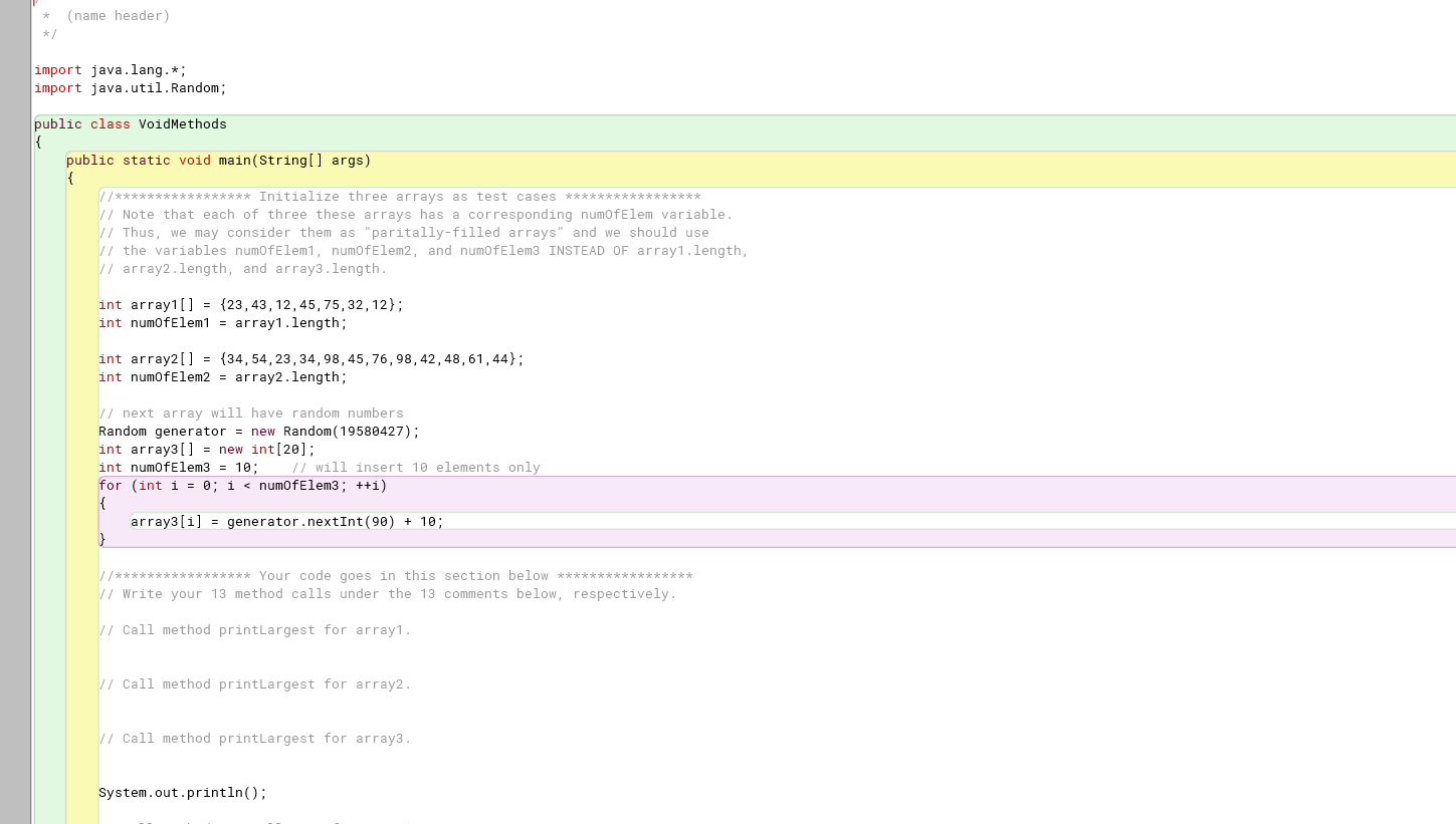 Solved The project contains three (3) arrays already | Chegg.com