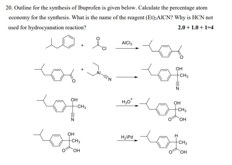 Solved 20. Outline for the synthesis of Ibuprofen is given | Chegg.com