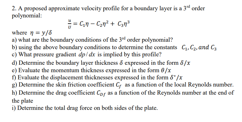 Solved u 2. A proposed approximate velocity profile for a | Chegg.com