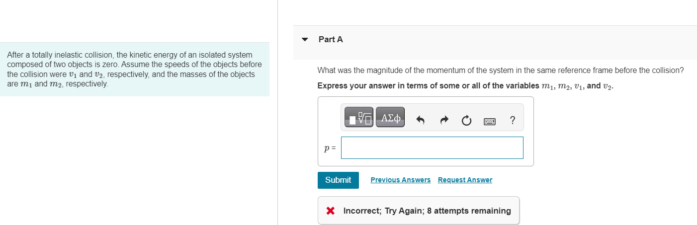 Solved After a totally inelastic collision, the kinetic | Chegg.com