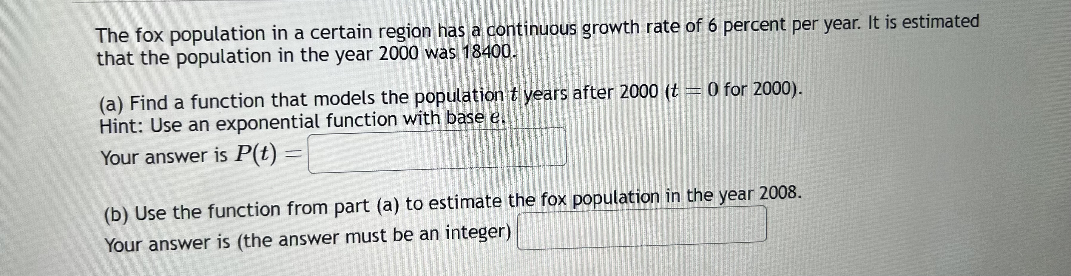 Solved The fox population in a certain region has a | Chegg.com