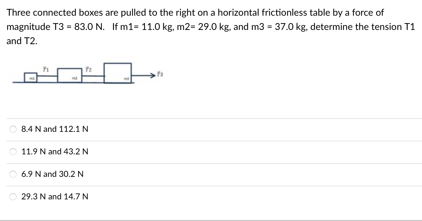 Solved Three connected boxes are pulled to the right on a | Chegg.com