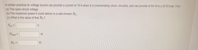 Solved A certain practical dc voltage source can provide a | Chegg.com