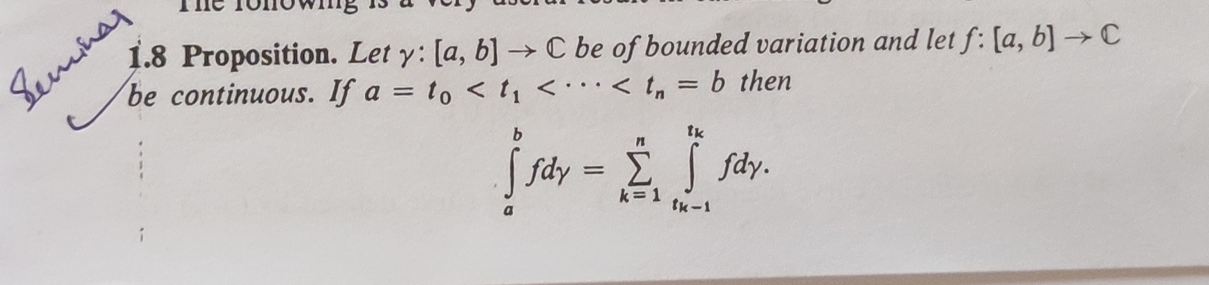 Solved 1.8 Proposition. Let γ:[a,b]→C be of bounded | Chegg.com