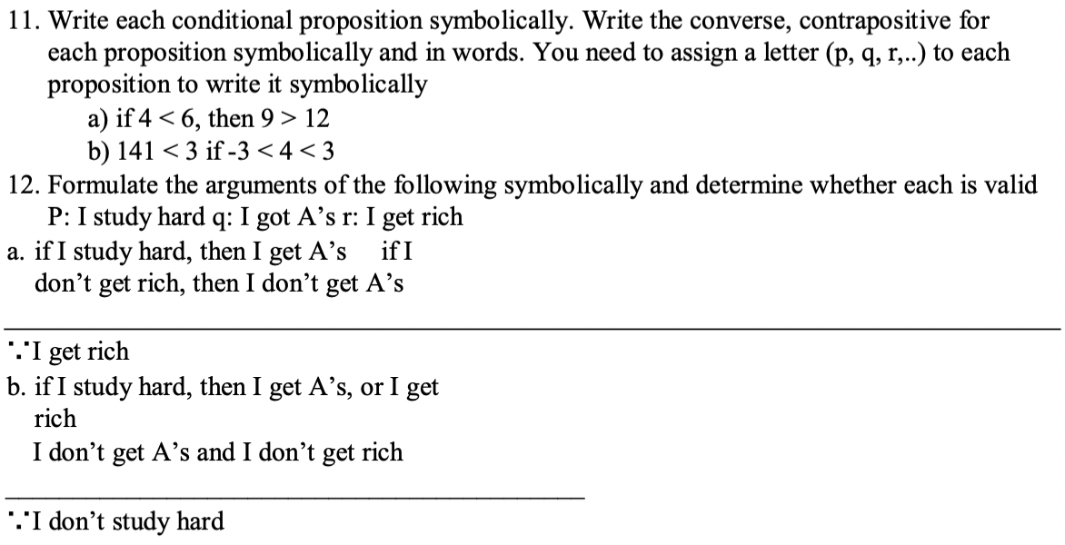 Solved 11. Write each conditional proposition symbolically. | Chegg.com