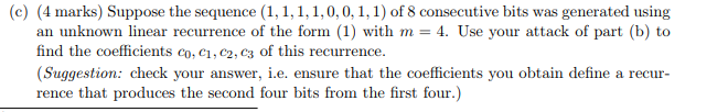 Problem 1 - Linear Feedback Shift Register Key | Chegg.com