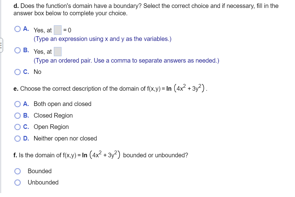 Solved Given the function f(x,y)=ln(4x2+3y2), answer the | Chegg.com