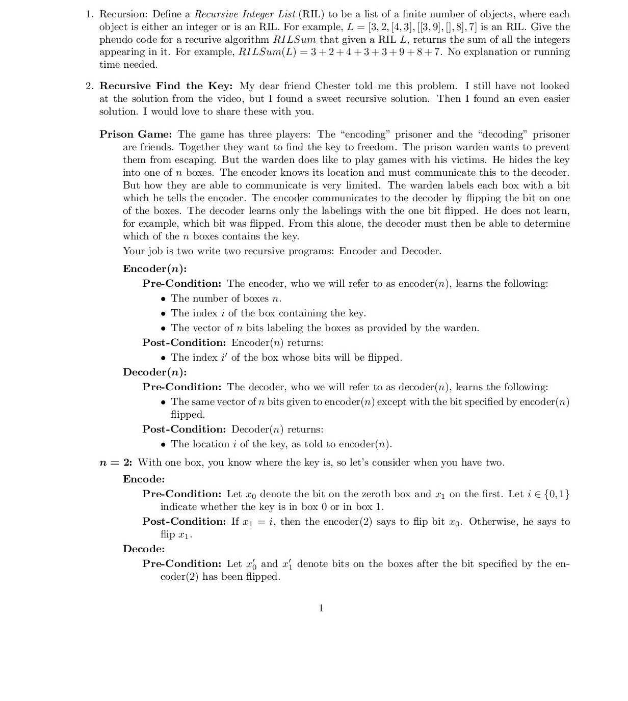 1. Recursion: Define a Recursive Integer List (RIL) | Chegg.com