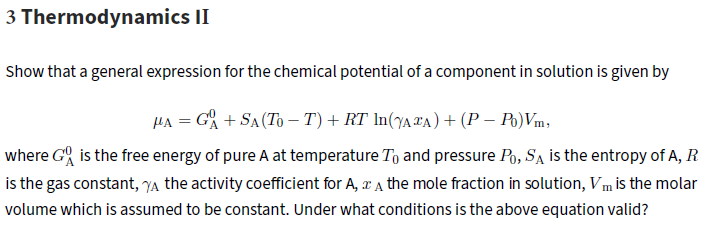 Solved 3 ﻿Thermodynamics IIShow that a general expression | Chegg.com