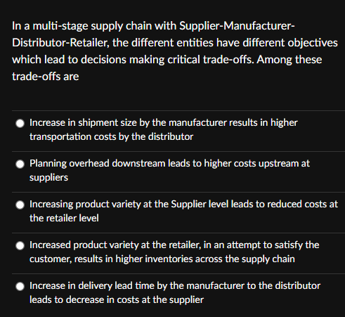 Solved In a multi-stage supply chain with | Chegg.com