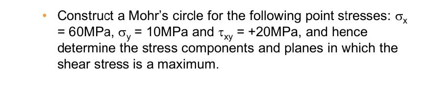Solved Construct a Mohr's circle for the following point | Chegg.com