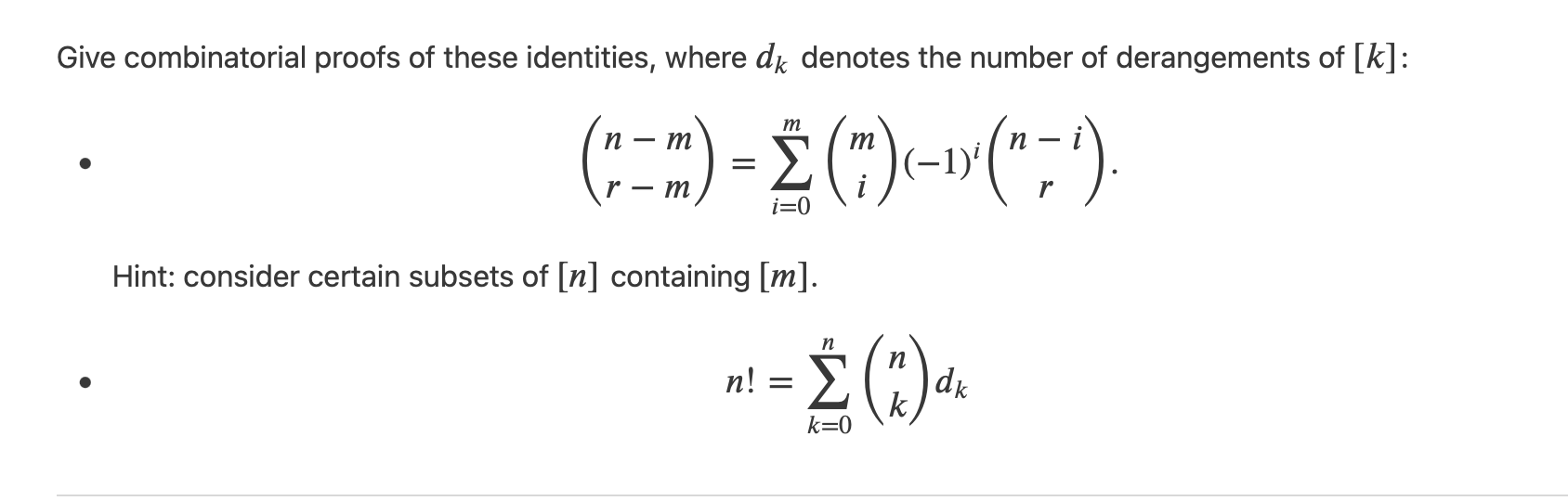 Solved Give Combinatorial Proofs Of These Identities Where