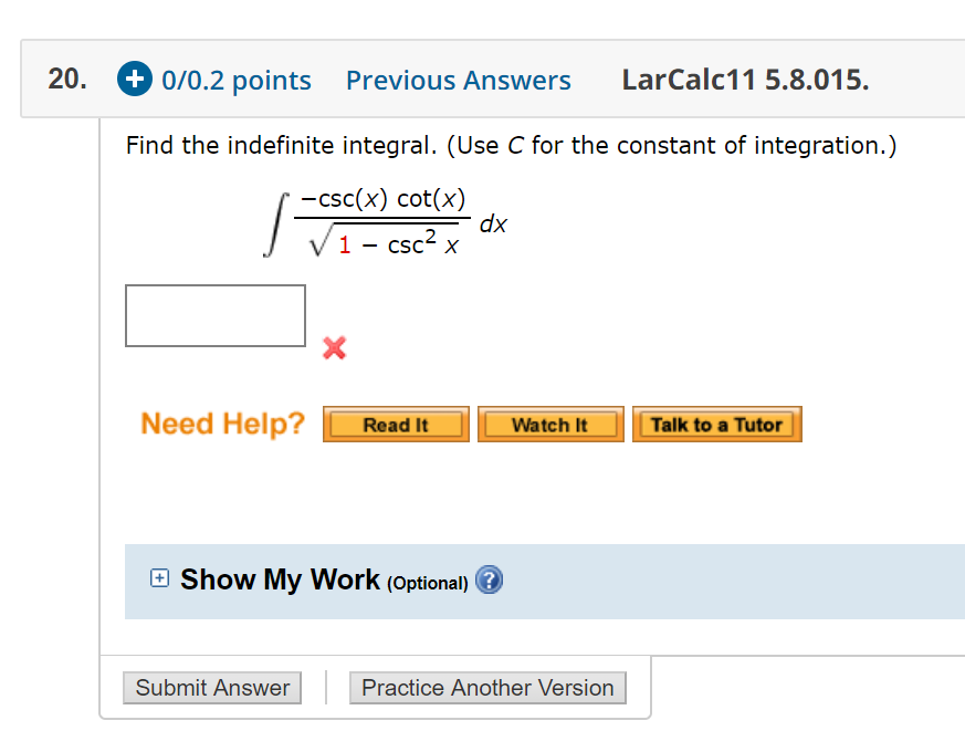 Solved 20. + 0/0.2 points Previous Answers LarCalc11 | Chegg.com Solved 20. + 0/0.2 points Previous Answers LarCalc11 | Chegg.com