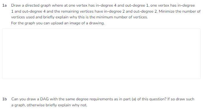 Solved 1a Draw a directed graph where at one vertex has | Chegg.com