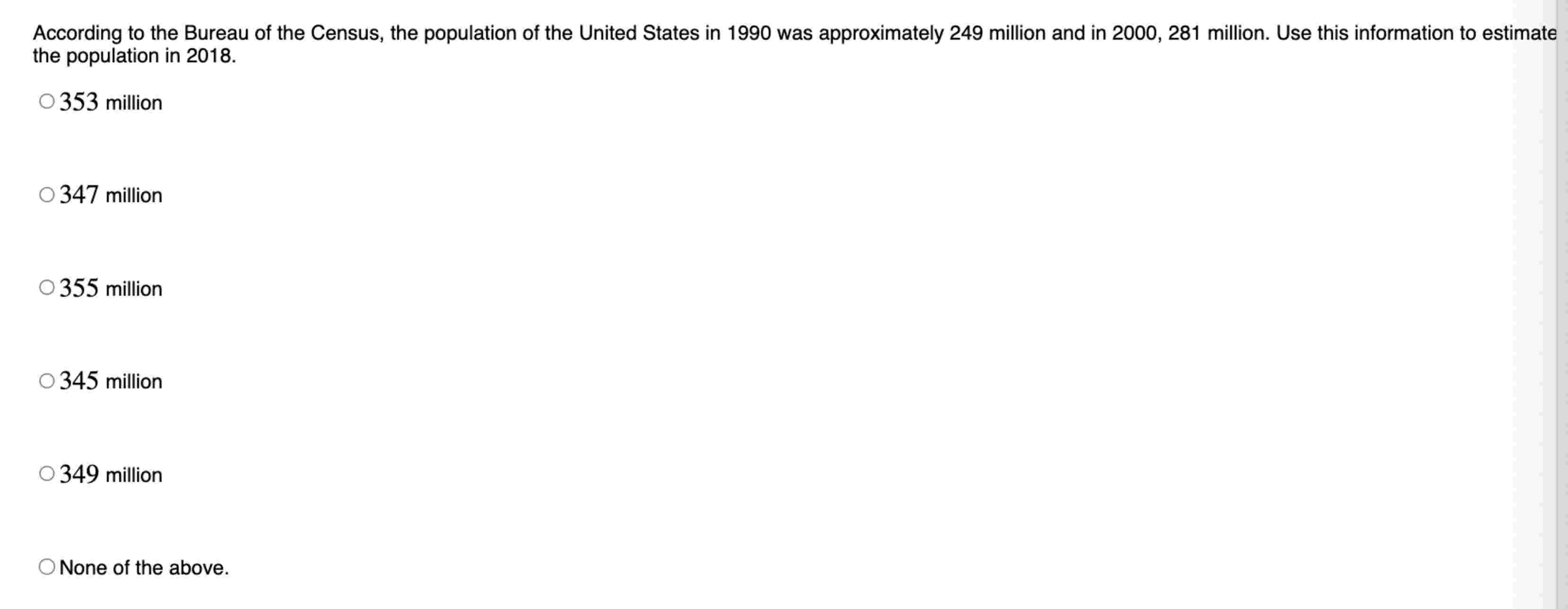 Solved According to the Bureau of the Census, the population | Chegg.com