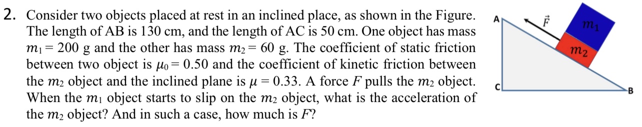 Solved Consider two objects placed at rest in an inclined | Chegg.com