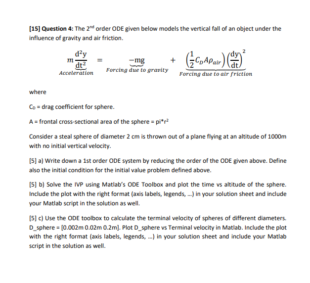 [15] Question 4: The 2nd order ODE given below | Chegg.com