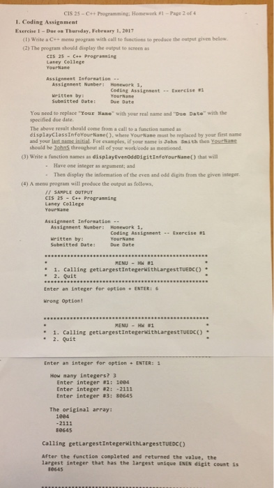 Solved CIS 25-C++ Programming: Hoamework 1 - Pape 2 of 4 1. | Chegg.com