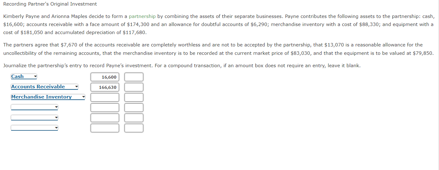 Solved Recording Partner's Original Investment Kimberly | Chegg.com