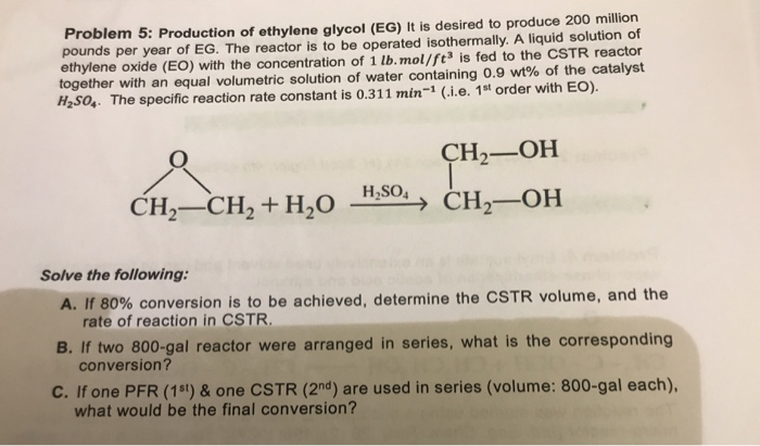 Solved Problem 5: Production of ethylene glycol (EG) It is | Chegg.com