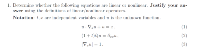 Solved Determine whether the following equations are linear | Chegg.com