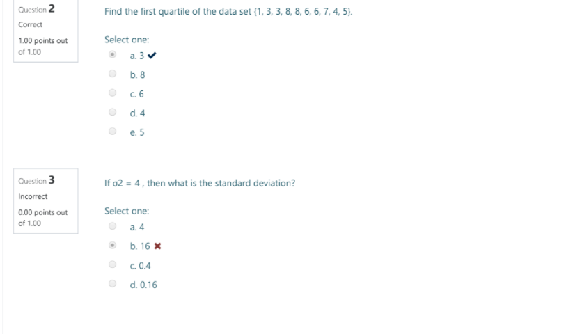 Solved Find the first quartile of the data set (1, 3, 3, 8, | Chegg.com