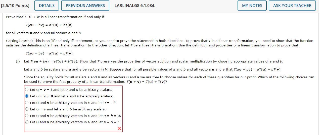 Solved [2.5/10 Points] DETAILS PREVIOUS ANSWERS LARLINALG8 | Chegg.com