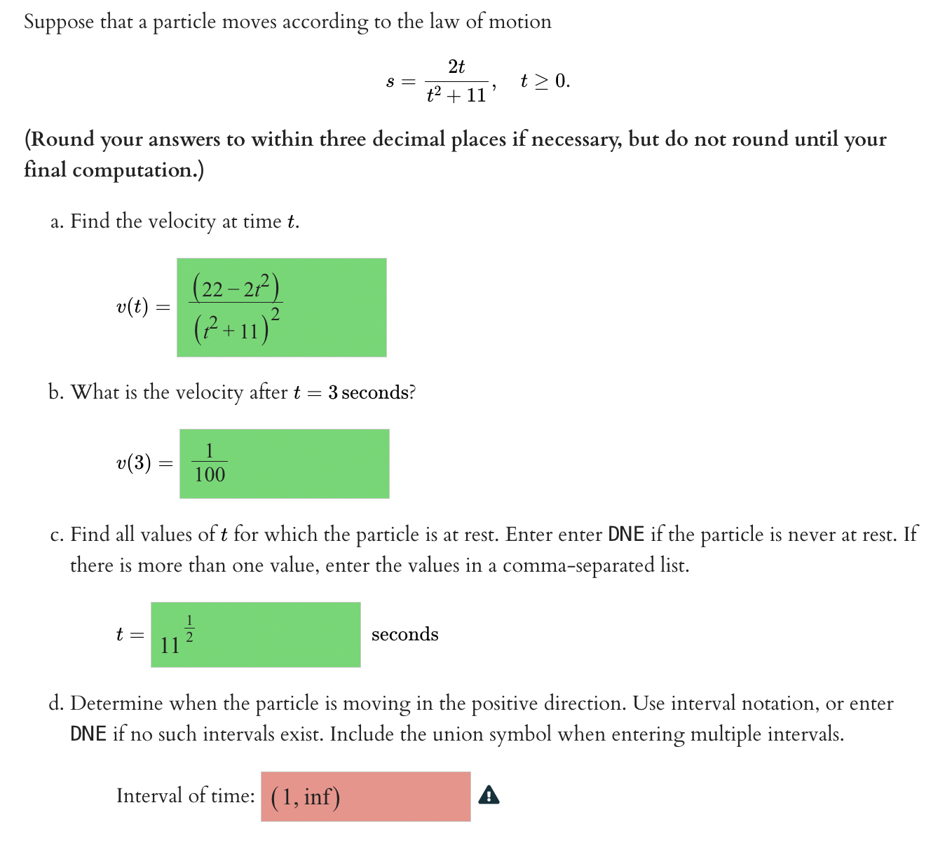 Solved Suppose that a particle moves according to the law of | Chegg.com