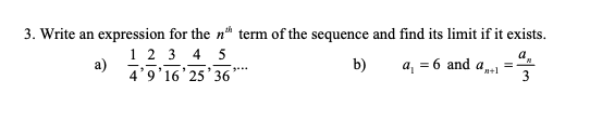Solved 3. Write an expression for the nth term of the | Chegg.com