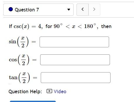 Solved If csc(x)=4, for 90∘ | Chegg.com