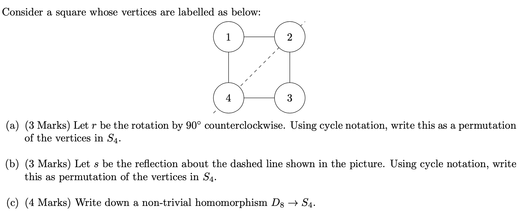 Solved Consider a square whose vertices are labelled as | Chegg.com