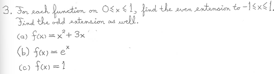 Solved by an EXPERT For each function on 0≤x≤1, ﻿find the even extension | Chegg.com