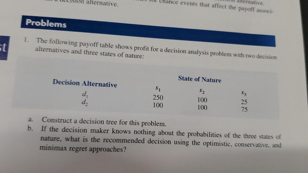 Chapter 4 Decision Analysis - Submit the self-test | Chegg.com