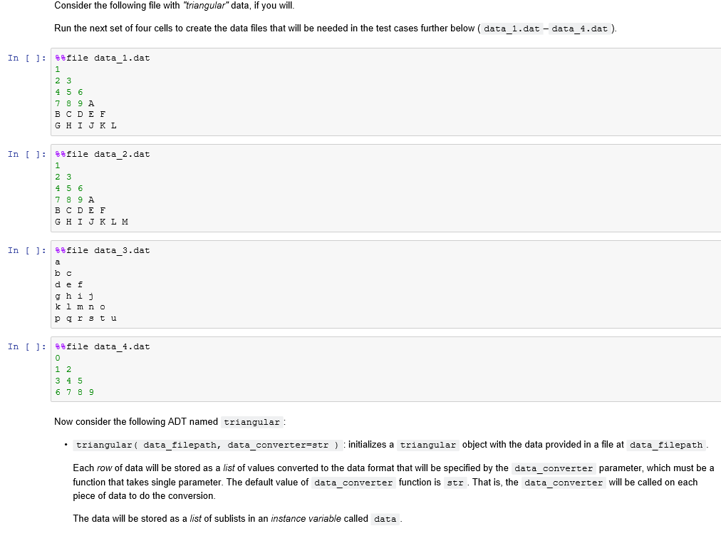 Consider the following file with "triangular" data, | Chegg.com