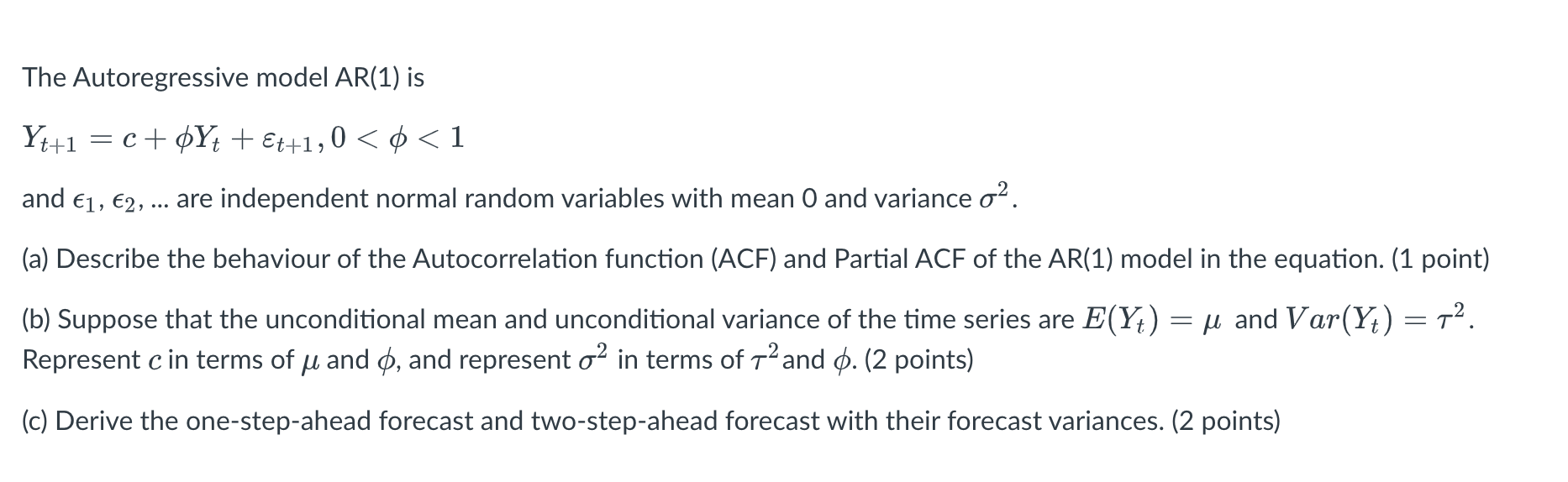 Solved The Autoregressive model AR(1) is | Chegg.com