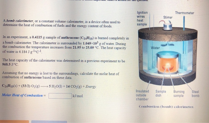 Solved A bomb calorimeter, or a constant volume calorimeter, | Chegg.com