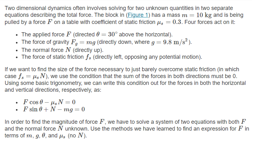 Solved Two dimensional dynamics often involves solving for | Chegg.com Solved Two dimensional dynamics often involves solving for | Chegg.com
