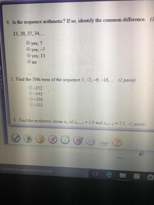 Solved 4 Is The Sequence Arithmetic If So Identify The