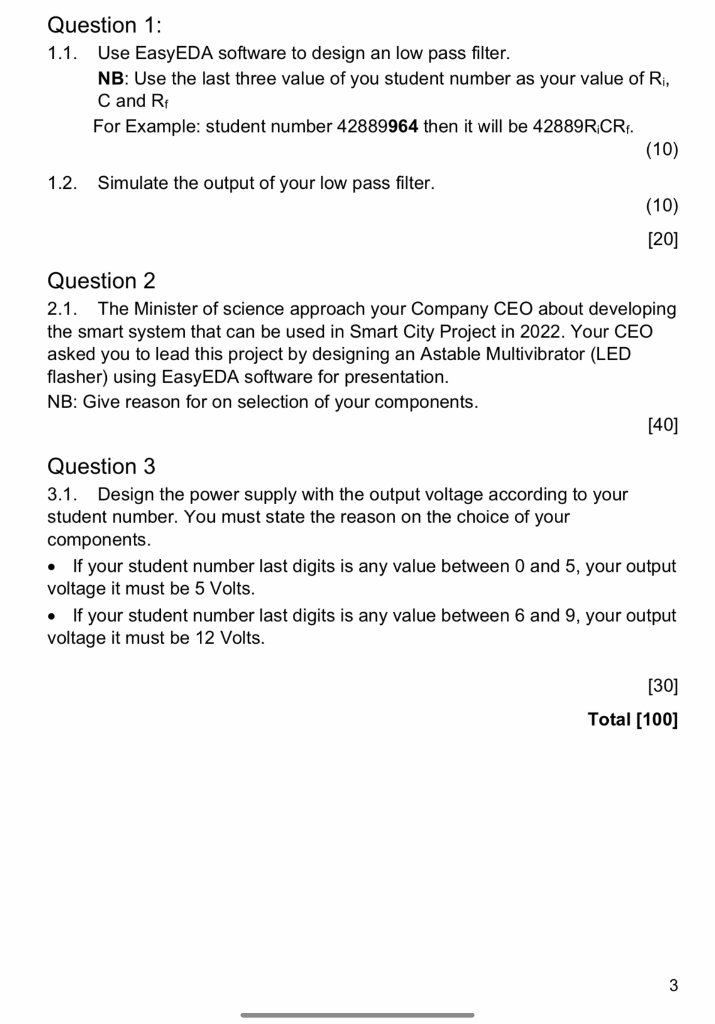 Solved Question 1: 1.1. Use EasyEDA software to design an | Chegg.com
