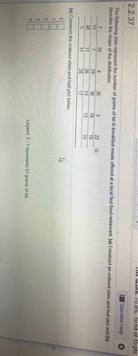 Solved 2.2.37 E Question Help The following data represent | Chegg.com